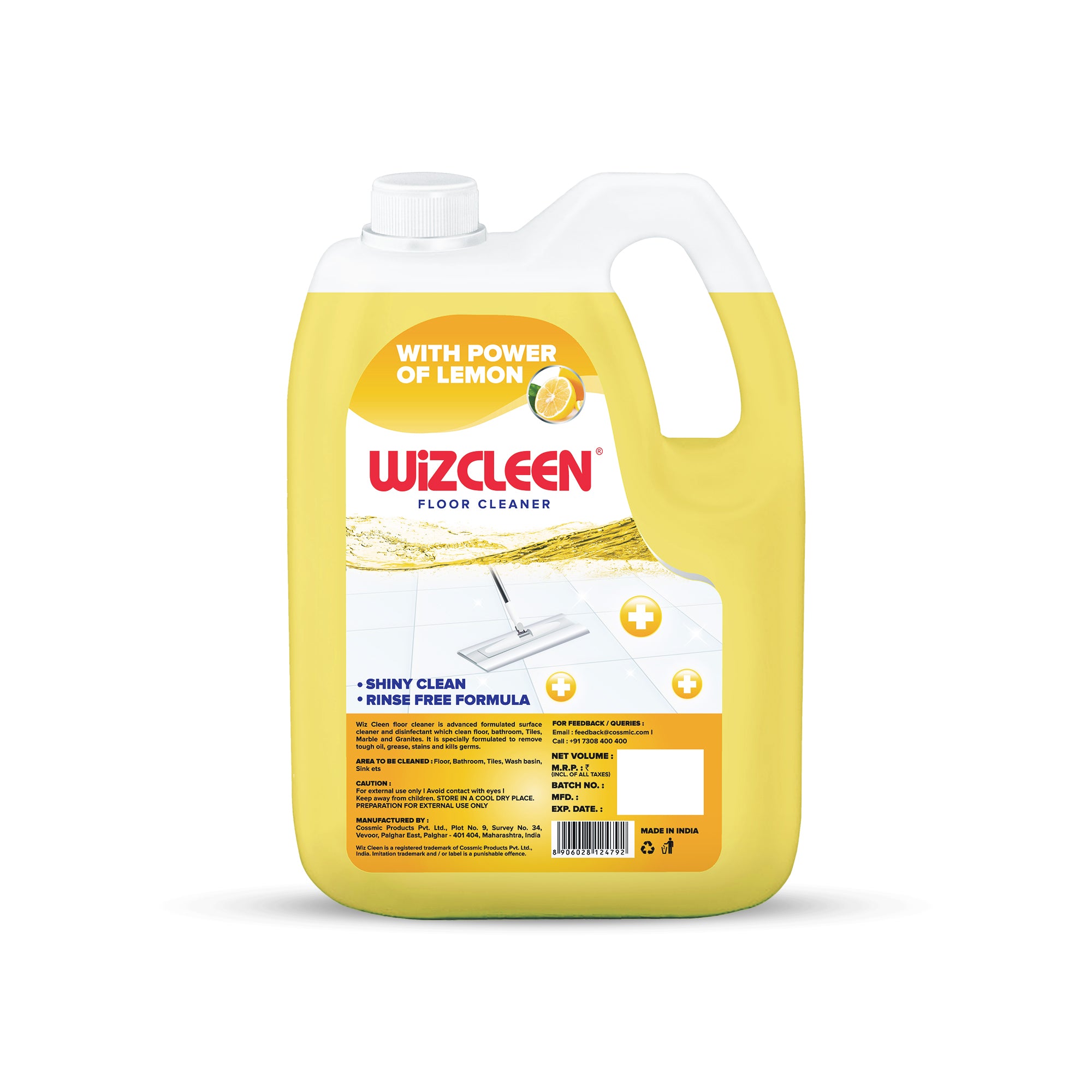 WiZ Cleen Floor Cleaner Lemon 5 Litre Refill Can – Wizvalue