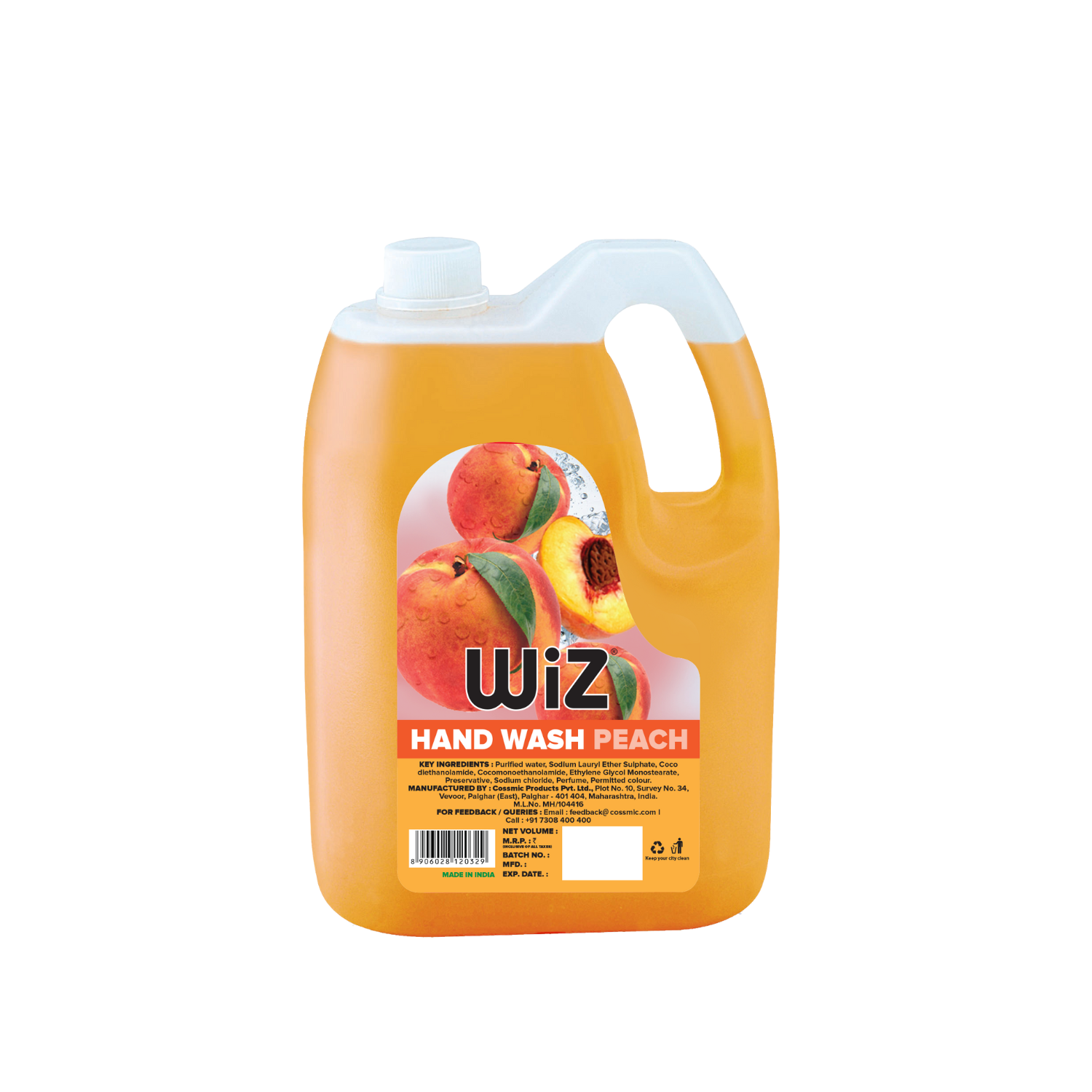 WiZ Hand Wash Peach 5 Litre Refill Can – Wizvalue